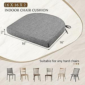 LOVTEX Chair Cushions for Dining Chairs 6 Pack - Memory Foam Chair Pads with Ties and Non-Slip Backing - Seat Cushion for Kitchen Chair 16x16x2, Dark Gray