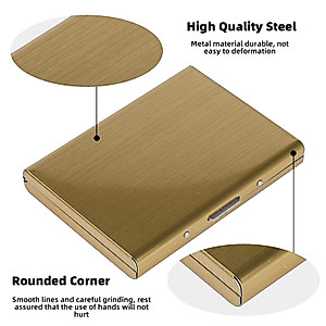 Alinbehbs Credit Card Holder RFID Card Holder Metal Wallet Stainless Steel Credit Card Wallet Business Card Holder for Woman Men (Gold)