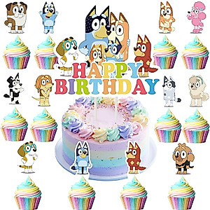 Blue Dog Birthday Party Supplies, 25PCS Blue Dog Cake Topper Decorations Cupcake Toppers for Kids Party Favor