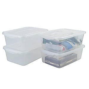 Easymanie 6.5 Quart Clear Plastic Bins with Lids, Latching Storage Boxes, 4 Packs, F