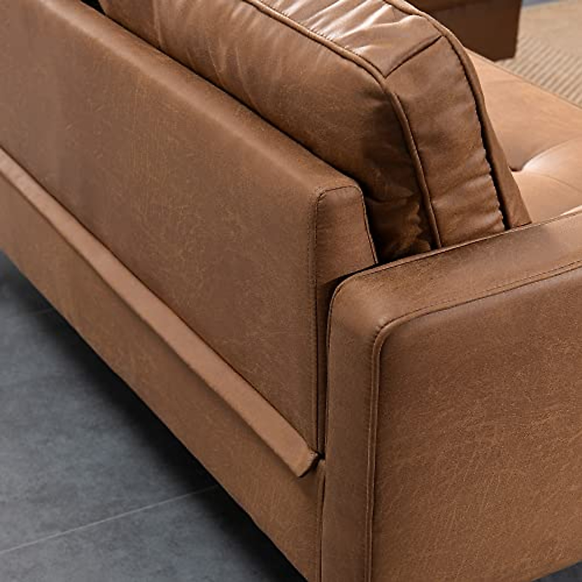 XIZZI Convertible Sectional Sofa Couch L Shaped Sofa 3-Seat Couch with Chaise for Living Room,L Shaped 83 inches Brown Right Chaise