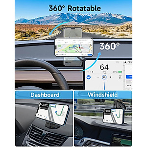 Tesla Phone Mount, MagSafe Car Mount for Tesla Model 3 Model Y, Foldable Hidden Magnetic Phone Mount Fit for iPhone 14 13 12 Series and All Phone, Tesla Model 3 Accessories, Tesla Model Y Accessories