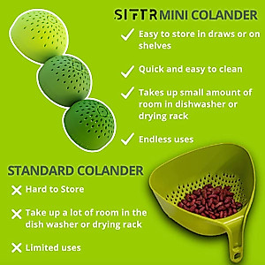 SIFTR (PINK) Nesting Can Strainer Mini Colander Set - Space Saving Small Colanders and Strainers - Multi Use Kitchen Gadget - Silicone Can Strainer