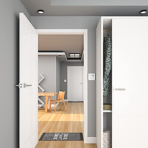 HOSOM 6 Pack Privacy Door Handles for Bedroom, Bathroom & More Interior Door Levers Keyless Reversible Square Door Locks, Satin Nickel