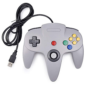 MODESLAB USB N64 Controller, Retro Classic Wired N64 Controllers 64 Bit Remote Gamepad Joystick for Windows PC Linux Mac Raspberry Pi 3 - Gray