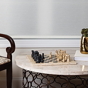 Handmade Marble Chess Set -15x15 Inches- Full Handcrafted Chess Board and Pieces -Fossil Black