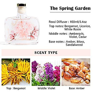 Reed Diffuser, Reed Diffuser Set, Scented Oil Diffuser wirh 6 Diffuser Sticks, Dried Flowers in The Bottle, Home Fragrance Room Office Decor, Birthday Gifts for Women