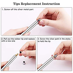 METRO Universal Stylus Pens for Touch Screens - High Sensitivity Capacitive Stylus Fiber Tips 2 in 1 Touch Screen Pen with 8 Extra Replaceable Tips for iPad iPhone and All Other Tablets & Cell Phones