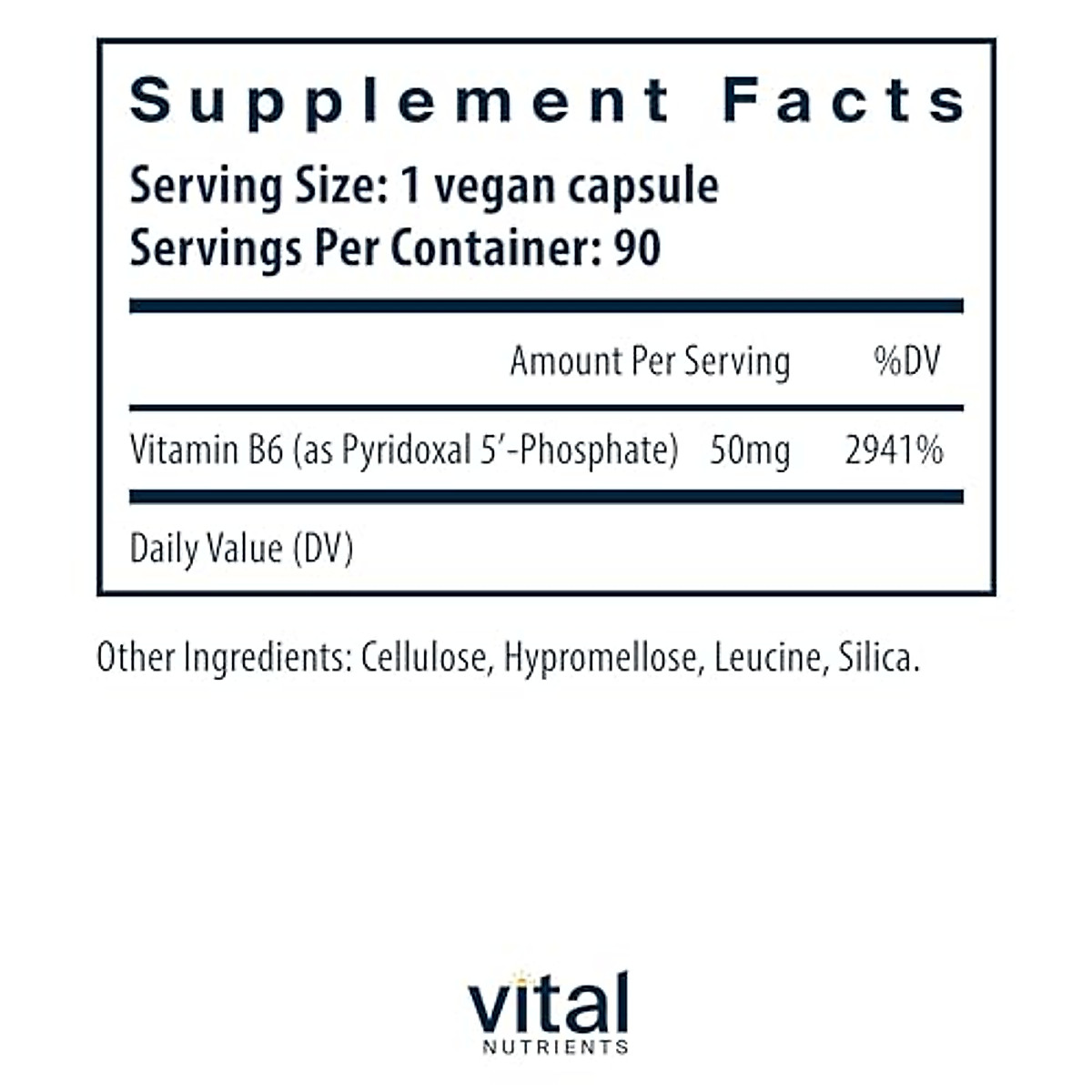 Vital Nutrients Pyridoxal-5 Phosphate | Activated Vitamin B6 | Methylated B6 for Metabolism, PMS, and Menstrual Support* | High-Potency P5P Supplement | Gluten, Dairy, Soy Free | 90 Capsules