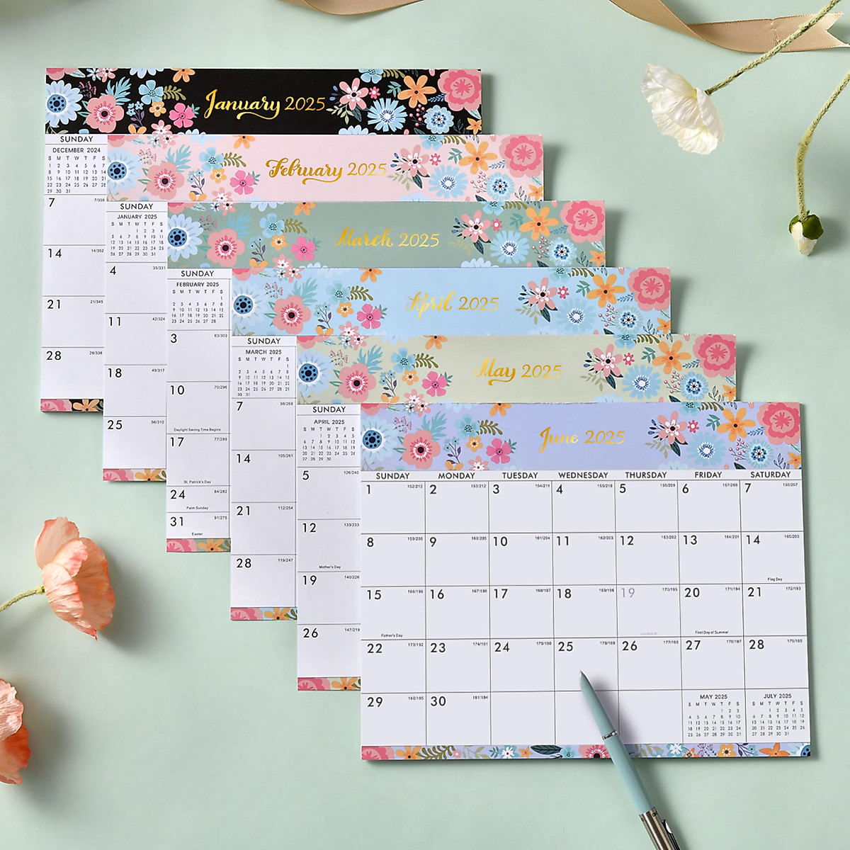 2025 Calendar - Magnetic Calendar for Refrigerator, Magnetic Calendar 2025, Jan.2025 - Dec.2025, 2025 Calendar, 8" × 10", Magnetic Calendar, Julian Dates,Tear-off Pad