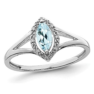 Gem And Harmony 1/5 Carat (ctw) Marquise-Cut Aquamarine Ring in Sterling Silver