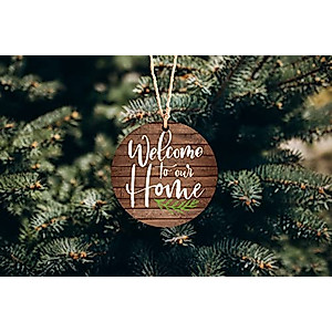 Wooden Hanging Sign Plaque, Welcome To Our Home Door Sign Decor, Housewarming Gifts, Hanging Plaques Ornament for Front Door Porch Wall Garden Yard Farmhouse B14