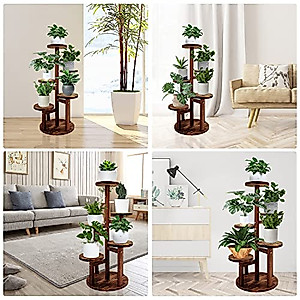 Myuilor Plant Stand, Wood Corner Plant Shelf for Indoor Multiple Plants, 5 Tiered Tall Plant Holder Flower Planter Display Rack for Living Room Balcony Outdoor Patio Garden