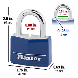Master Lock 142DCM Covered Aluminum Keyed Padlock, 1-Pack, Blue