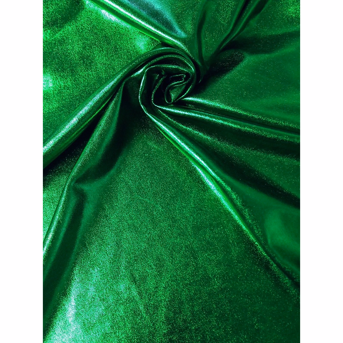 Metallic Shiny All Over Foil Stretch Polyester Spandex Fabric by The Yard (Emerald)