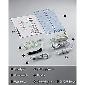 DOMMIA Plant Grow Light, 12W Ultra-Thin Plant Light, Full Spectrum Led Grow Light with 90 LEDs, 2Pcs DIY Assembly Grow Light Strip for Indoor Garden Greenhouse Aquarium Hydroponic