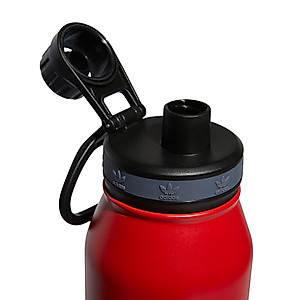 adidas Originals 1 Liter (32 Oz) Metal Water Bottle, Hot/Cold Double-Walled Insulated 18/8 Stainless Steel, Better Scarlet/Black/Onix Grey, One Size
