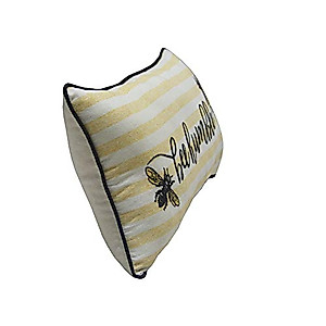 Comfy Hour 10" Polyester Bee Humble Accent Throw Pillow Cushion for Home Decoration, Yellow, Spring in Garden Collection