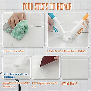 Porcelain Repair Kit White, High-Gloss Chipped Sink & Tile Repair Kit to Quickly Fix Sinks Chips and Tile Cracks with High Bond Strength, Porcelain Sink Repair Kit for Tub, Tile, Sink and Toilet