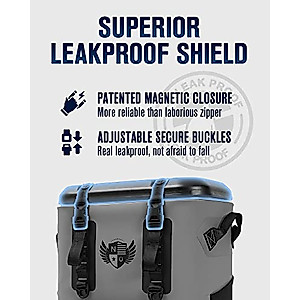 Novoto Magnetic Backpack Cooler 30 Can, Leakproof Insulated Backpack Coolers, Waterproof Soft Cooler Bag for Men & Women, One-Handed Quick Access for Beach, Lunch, Picnic, Kayak, Car, Camping (Gray)