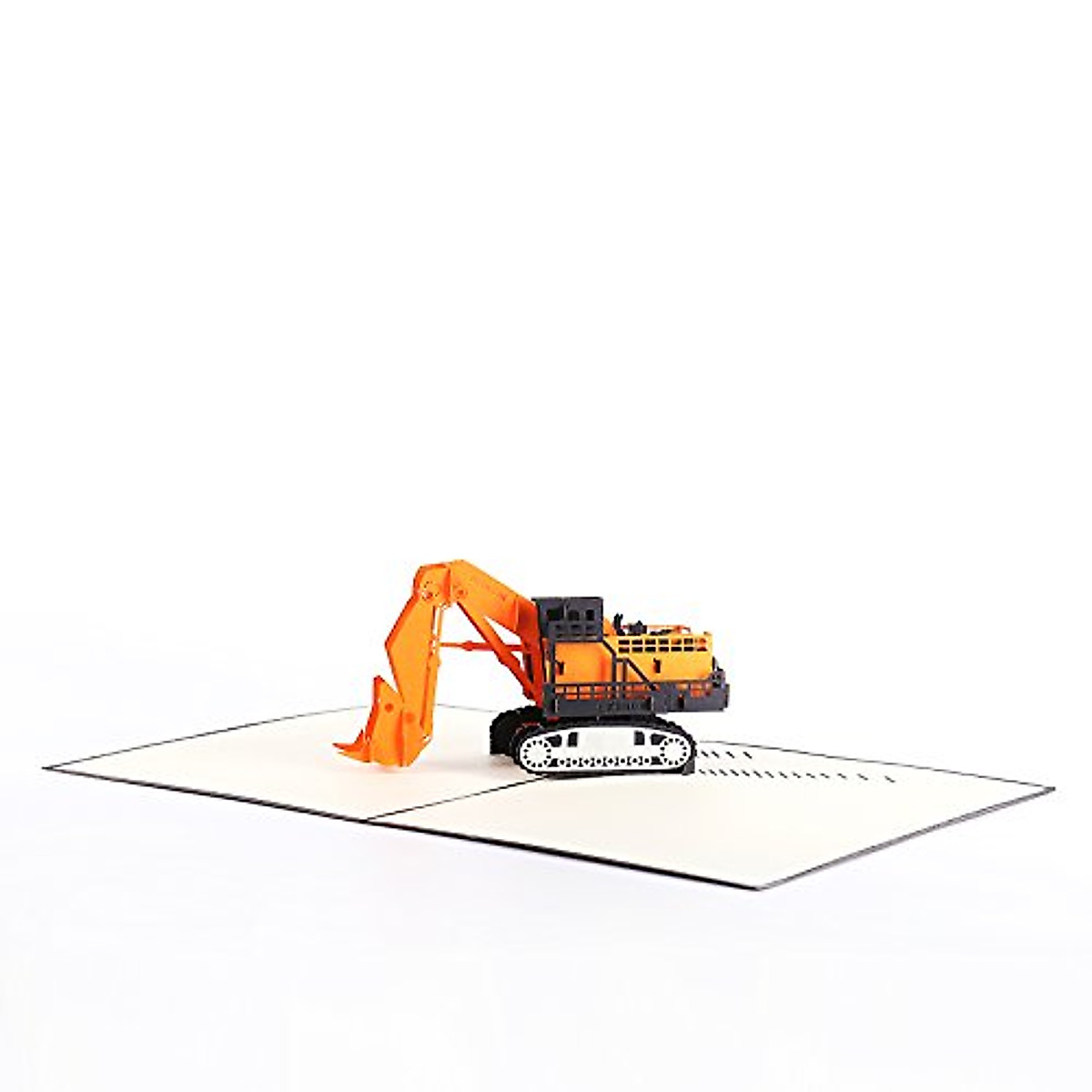 Liif Orange Excavator Pop Up Card, 3D Greeting Pop Up Card For All Occassion, Birthday, Father’s Day, Graduation, Congratulations, Get Well, New Business, Kids, Handmade Gift