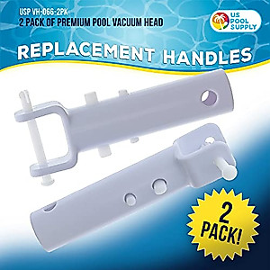 U.S. Pool Supply 2 Premium Pool Vacuum Head Replacement Handles - Sturdy Plastic Handles with Butterfly V Clips & Locking Pins - EZ Clips, Attach to Pool Accessories & Standard 1-1/4" Telescopic Poles