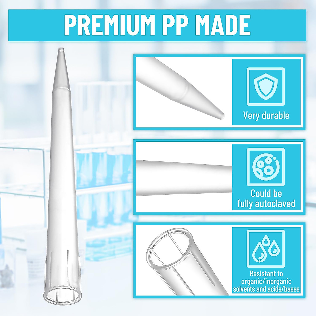 eLabPal 10ml Pipette Tips 100 Pcs, Lab Universal Pipettor Tips, MicroPipette Transparent Liquid Handling Tips, Autoclavable for Lab School Home