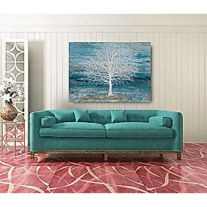Yihui Arts Abstract Landscape Canvas Art Hand Painted 3D Tree Paintings with Gold Foil for Wall Decor Modern Artwork Pictures Living Room Bedroom Decoration