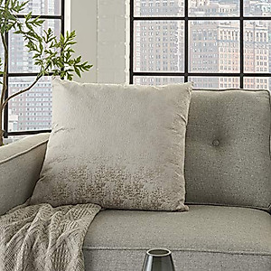 Mina Victory Life Styles Erased Velvet Beige 22" x 22" Throw Pillow