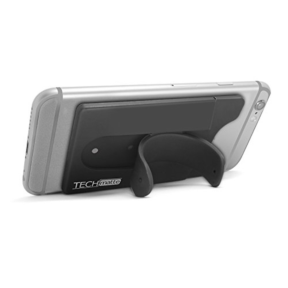 TechMatte Phone Wallet-Stick On Card Holder and Money Clip with Built-in Phone Stand (2-Pack, Black)