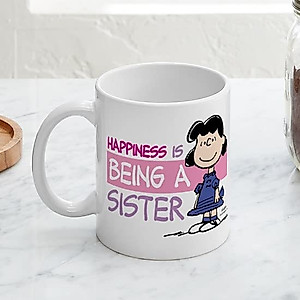 CafePress Happiness Is Being A Sister Large Mug Ceramic Coffee Mug, Tea Cup 11 oz