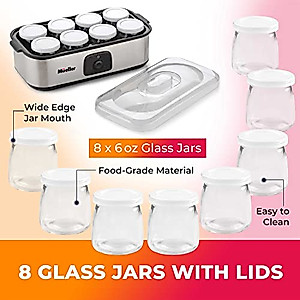 Mueller Yogurt Maker, Greek Yogurt Machine with 8 Glass Jars/Lids, One Touch Display: Perfect for Organic, Sweetened, Flavored, Plain, or Sugar Free Options for Baby, Kids, & Parfaits