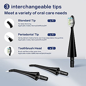 LAFATON 2 in 1 toothcleaner,Electric Toothbrush with Water Flosser Combo in One，Rechargeable Sonic Flossing Toothbrush with 3 Teeth Cleansing Ways,Waterproof Dental Oral Irrigator for Oral Care