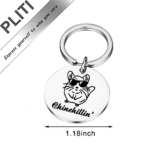 PLITI Chinchilla Gift Chinchilla Lovers Gift Chinchilla Mom Birthday Gift Chinchilla Dad Gift Animal Lover Gift Pet Owner Gift Veterinarian Gift Chinchillin' Keychain For Friend