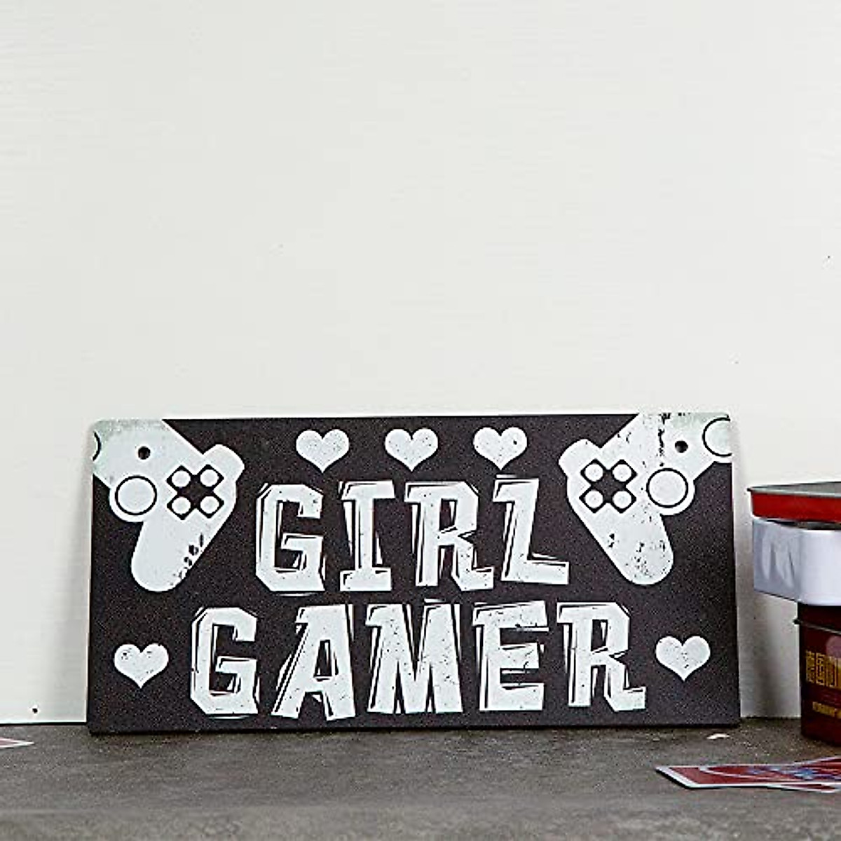 Putuo Decor Game Room Decor, Funny Wall Sign for Bedroom, Living Room, Teen Room, Gift for Gamer, Boys, Girls, 10x5 Inches Hanging Sign - Girl Gamer