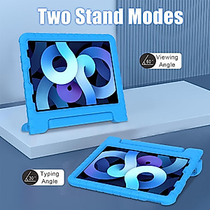 BMOUO Kids Case for iPad Air 5th/4th Generation (10.9 inch,2022/2020), iPad Air 5/4 Case with Screen Protector, Shockproof Protective Kids Case with Handle Stand for iPad Air 4/5 Gen, Blue