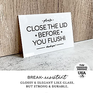 4x6 Inch Close the Lid Before You Flush Designer Sign ~ Ready to Stick, Lean or Frame