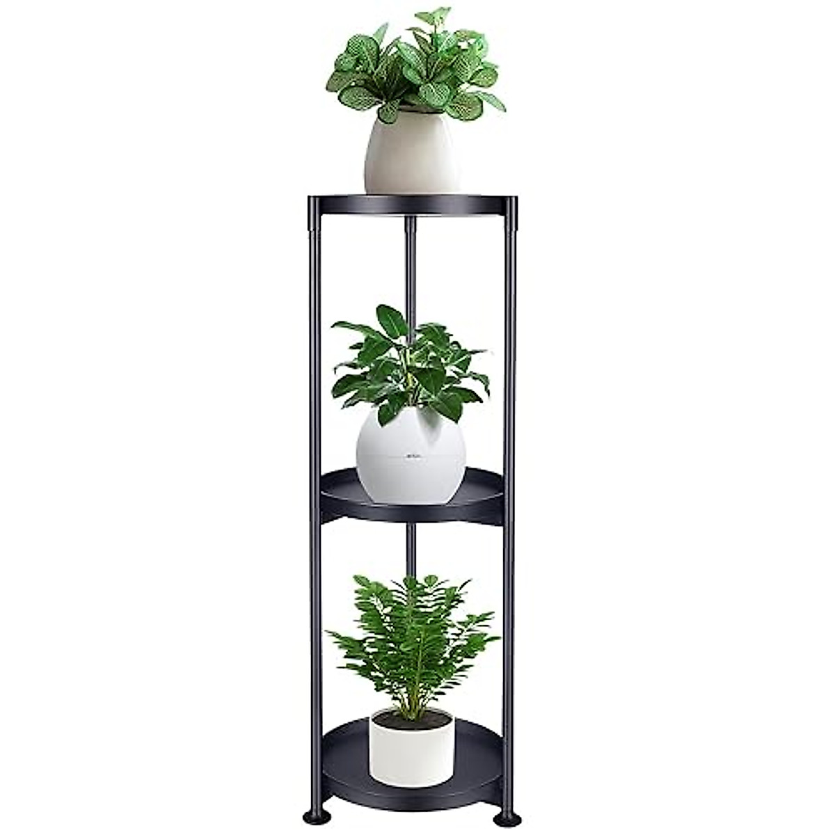 3 Tier Plant Stand Indoor Outdoor 34'' Extra-Tall Metal Plant Stands for Potted Plants Multiple Tiered Plant Shelf Vertical Black Iron Planter Rack Large Flower Pot Holder Table for Patio Corner