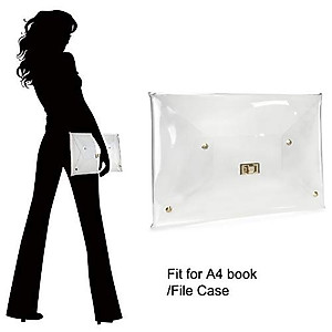HOXIS Large Size PVC Clear Envelope Clutch Gold Chain Crossbody Bag Women's Purse (Clear)