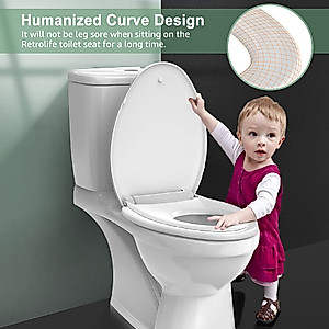 Toilet Seat with Built-In Potty Training Seat, Elongated Toilet Seat Cover with Soft Close Hinge Magnetic Kid Lid Non-Slip Seat Bumpers Toilet Lid for Elongated or Oval Toilets Fits Adult and Child