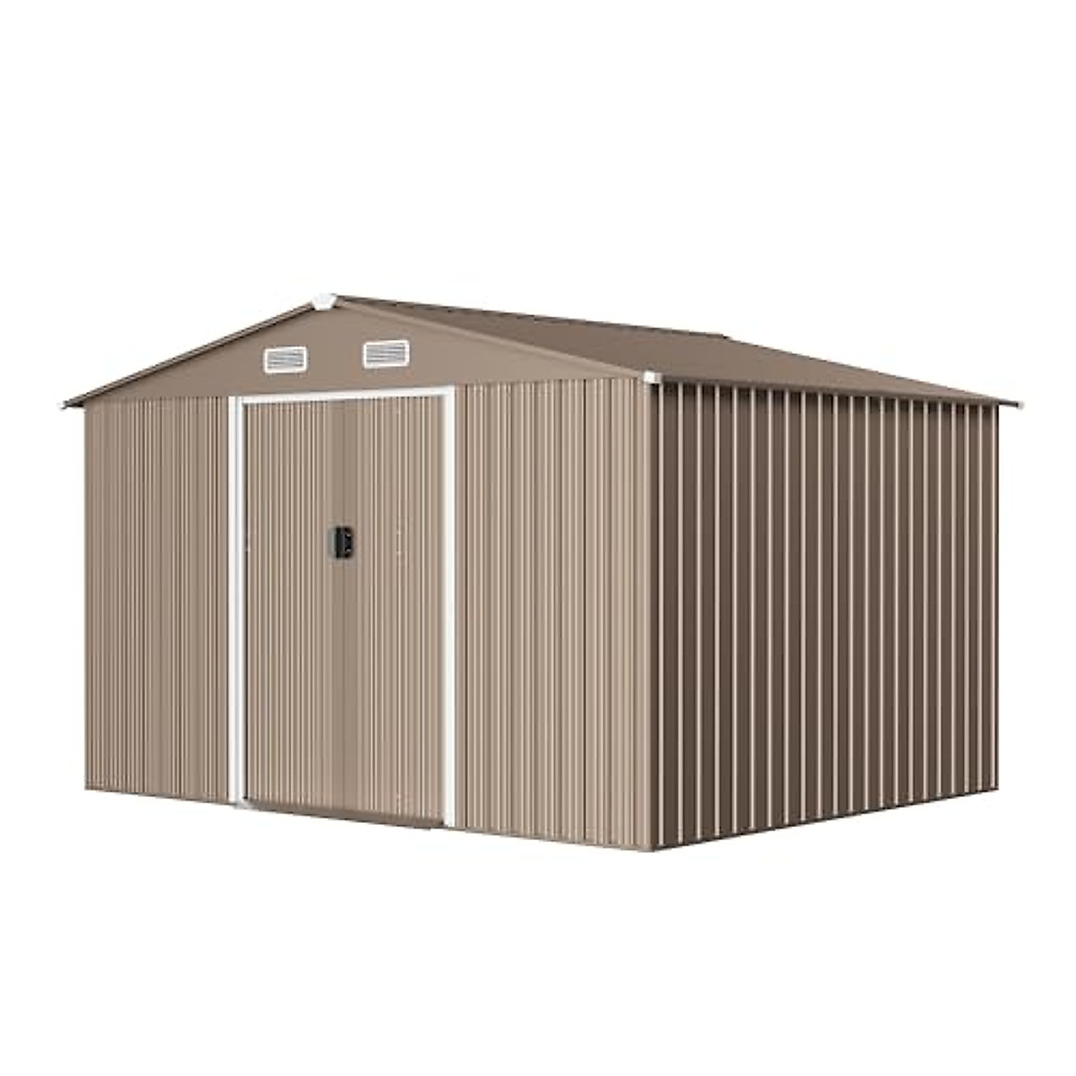 Trumbeak 10FT x 8FT Metal Outdoor Storage Shed,Utility and Tool Shed Storage House w/Lockable Sliding Doors & Air Vent,Garden Shed for Backyard,Garden,Patio,Lawn
