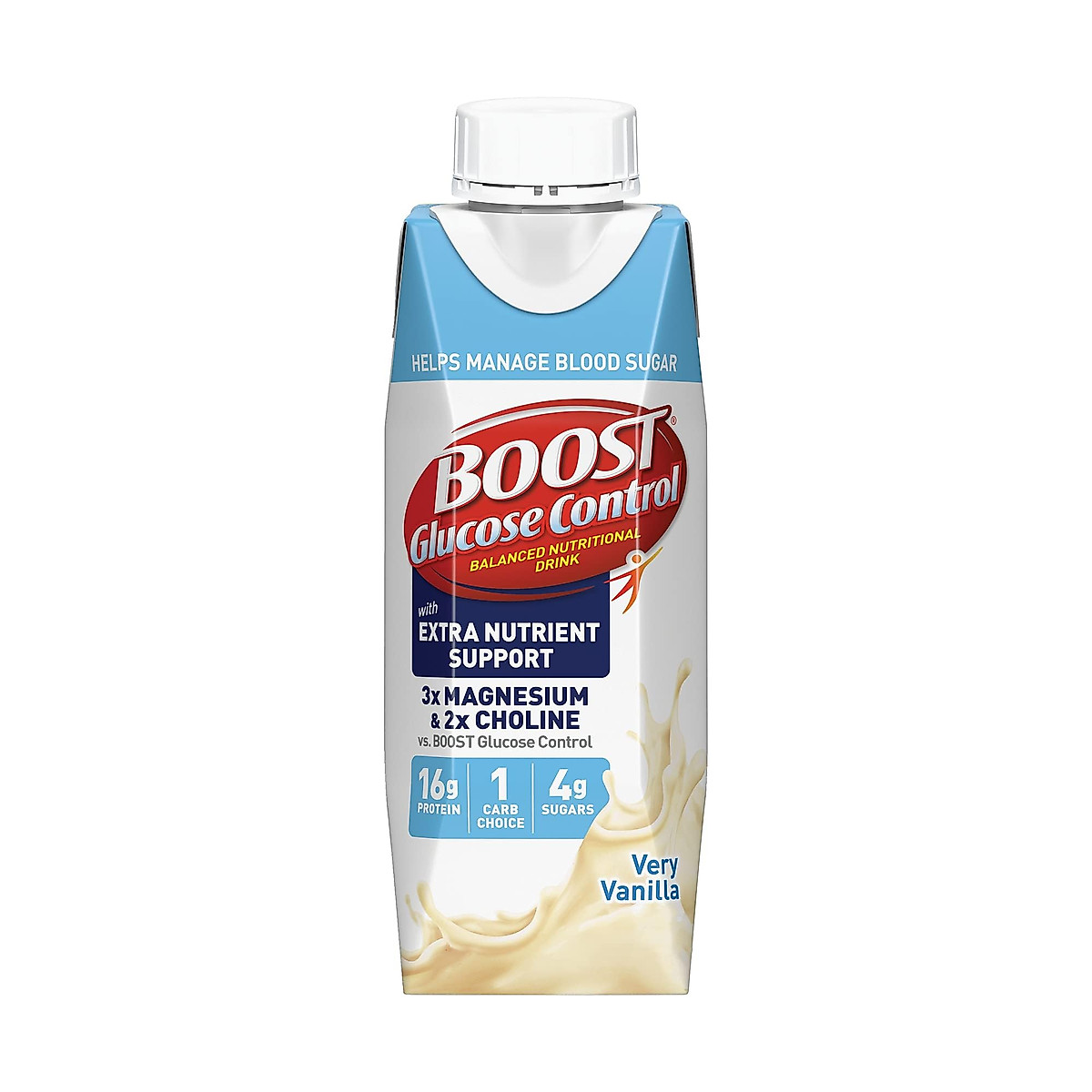 BOOST Glucose Control Ready to Drink Nutritional Drinks with Extra Nutrient Support Drink, Very Vanilla, Carton, 8 Fl Oz, Pack of 24