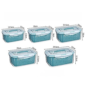 Fruit Storage Containers for Fridge, 5 Sizes, with Drain Basket and Lid, Suitable for Kitchen, Refrigerator Fruit and Vegetable Storage,XL/5800ML