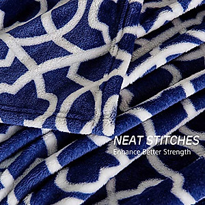 NC Flannel Fleece Blanket, Throw Soft Warm Fluffy Plush Blanket, Lightweight Microfiber Blankets for Bed Couch Chair Living Room(Throw, Navy Crown)