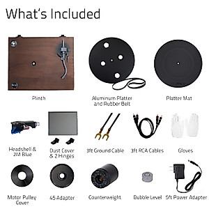 Fluance RT84 Reference High Fidelity Vinyl Turntable Record Player with Ortofon 2M Blue Cartridge, Speed Control Motor, High Mass MDF Wood Plinth, Vibration Isolation Feet - Walnut