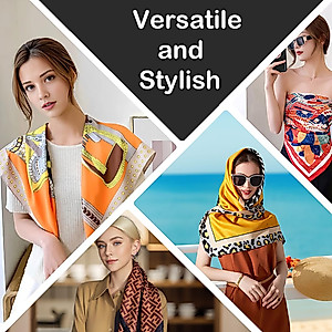 VelureLWJ Like Silk Head Scarf for Women, 35 inch Large Square Satin Scarf, Silk Scarf for Women Neck, Women Scarf, Blue Scarf,Luxuriously Soft and Silky Smooth Fashion Accessory- Packaged