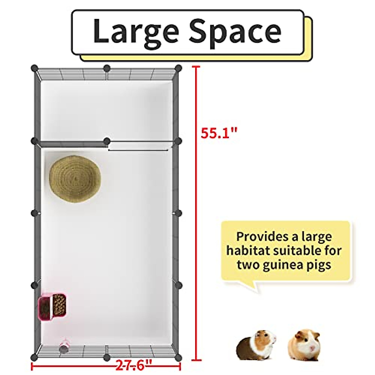 Oneluck Large Guinea Pig Cages 10.54 Square feet Habitats for 2 Pets,Indoor DIY Accessories,with Waterproof Plastic Bottom,Playpen for Small Pet Bunny, Turtle, Hamster,Hedgehog