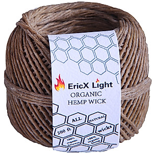 EricX Light Organic Hemp Wick,200 FT Spool,Well Coated with Beeswax,Standard Size(1.0mm)