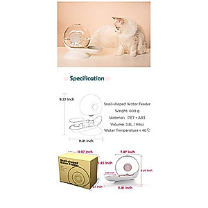 2.8/99oz Snail-Shaped cat Dog Automatic Water Feeder, cat Dog Water Dispenser, Pet Water Fountain, 7 Replacement Filters, Large Capacity self-Waterer for Cat Dog Small Animals, BPA Free (Grey)