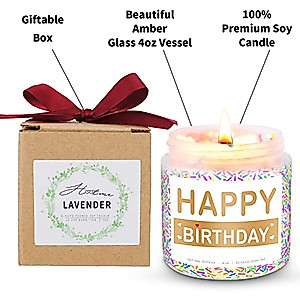 Happy Birthday Candle - Vanilla Cake Sprinkles Scented Soy Nontoxic Candles for Gift - Cool Unique Bday Gift for Women, Her, Mom, Girlfriend, Best Friend, Bday